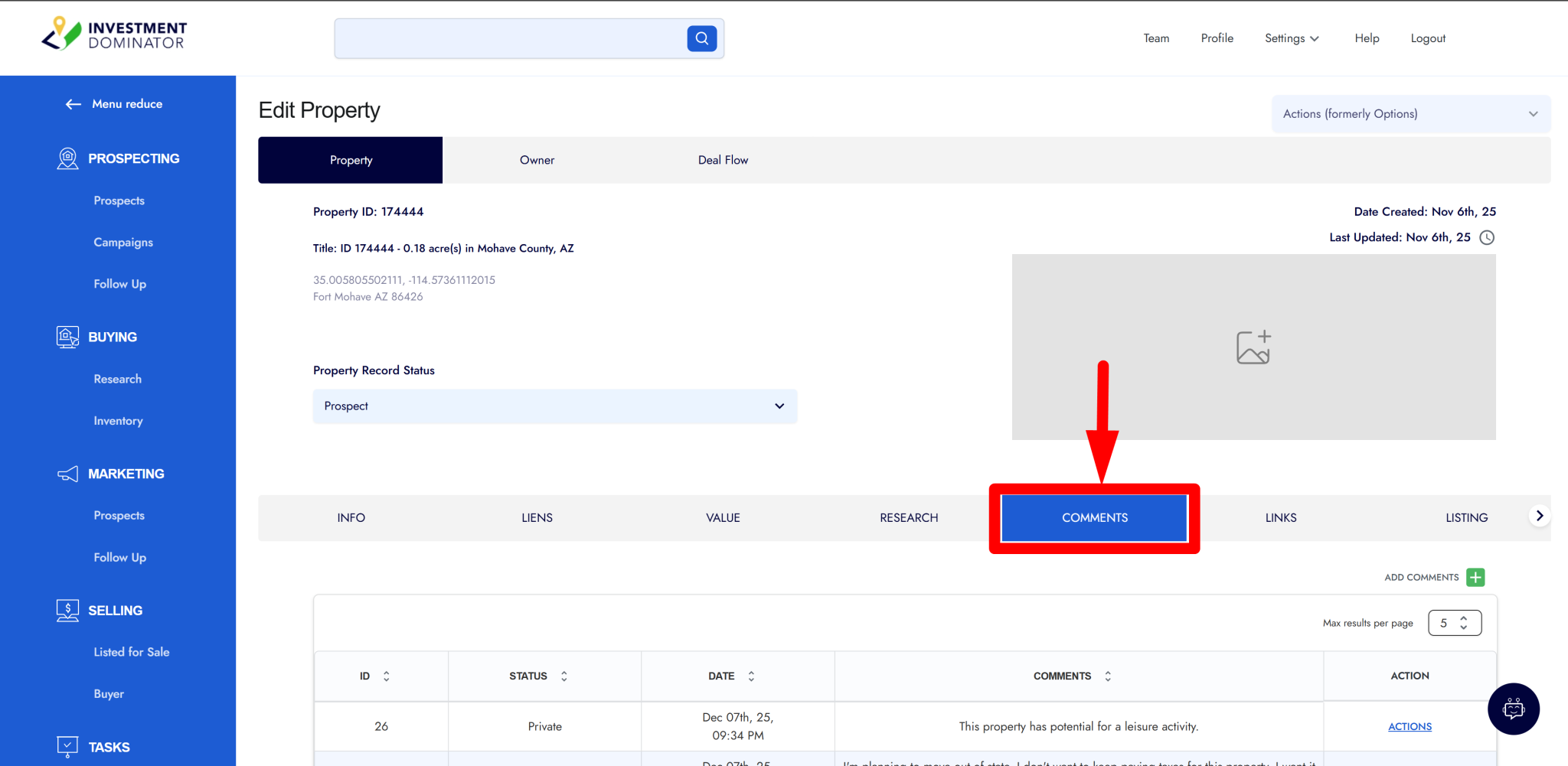 How To Add Comments To A Property Record - The Official Investment ...